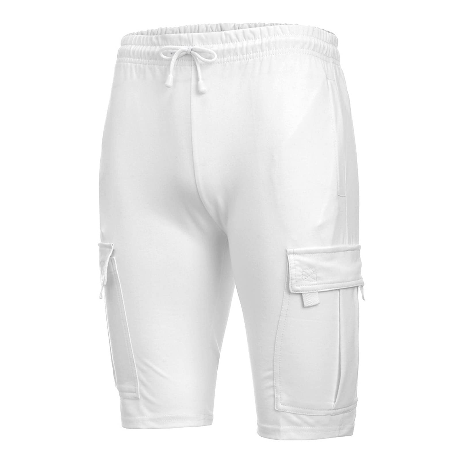 Linen Blend Shorts Men 5 Inch Drawstring Shorts Men 2023 Classic Fit Elastic Waist Cotton Linen Shorts with Pockets Summer Beach Cargo Shorts Slim Cargo Shorts for Men White XL