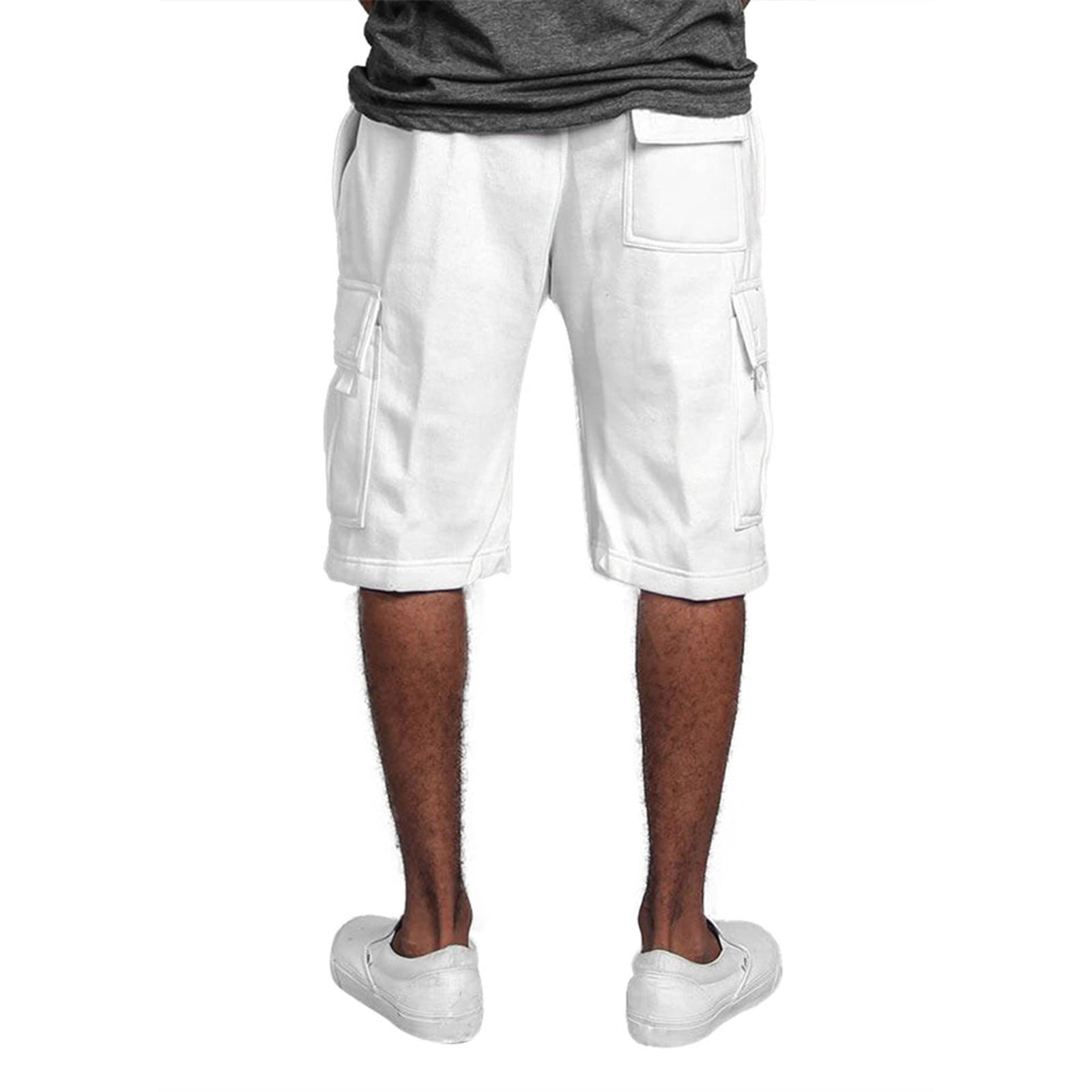 Linen Blend Shorts Men 5 Inch Drawstring Shorts Men 2023 Classic Fit Elastic Waist Cotton Linen Shorts with Pockets Summer Beach Cargo Shorts Slim Cargo Shorts for Men White XL