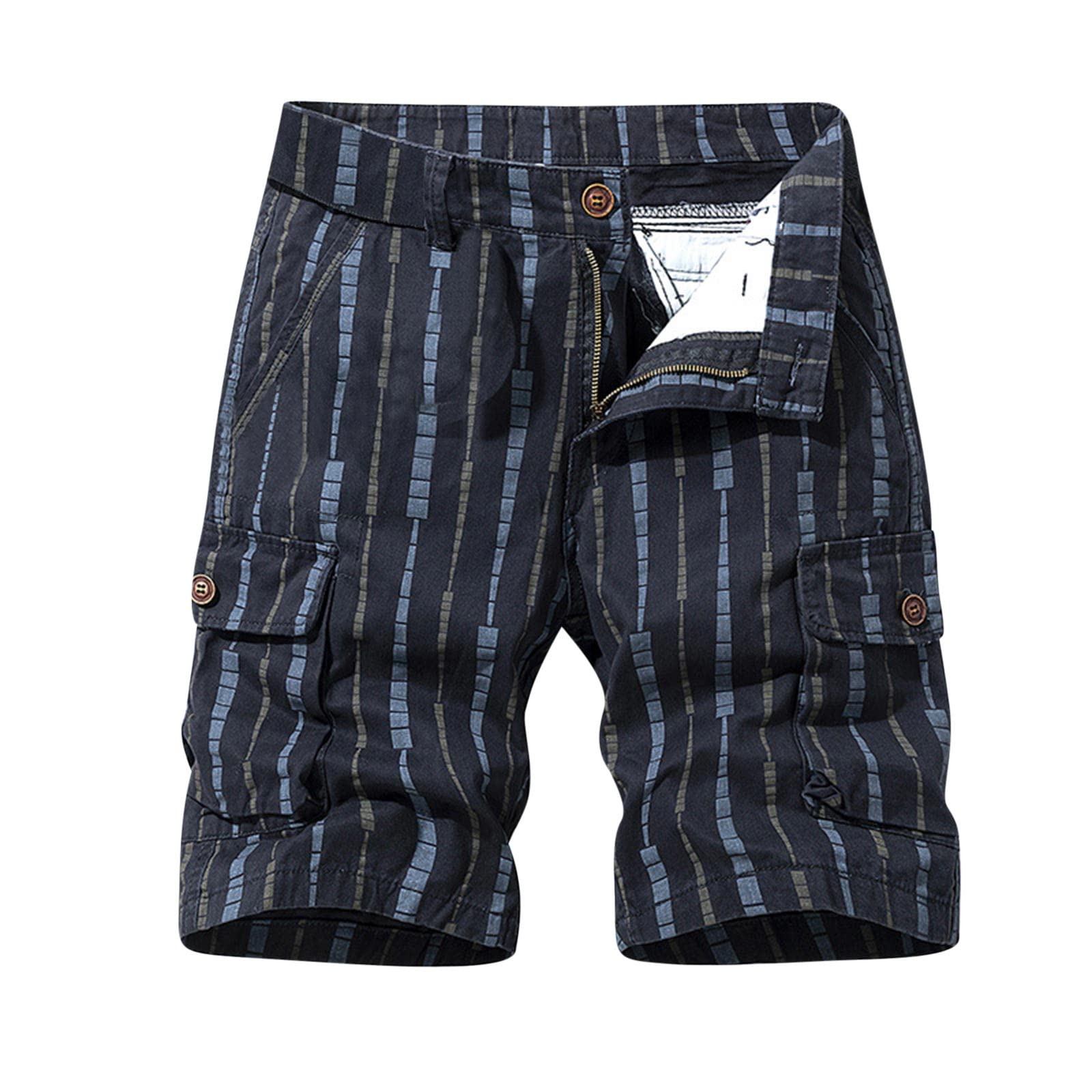 4 Inch Inseam Linen Shorts Men 5 Inch Shorts Men 2023 Classic Striped Waistband Tooling Shorts with Pockets Fashion Trend Sport Athletic Shorts Elastic Shorts Black 2X