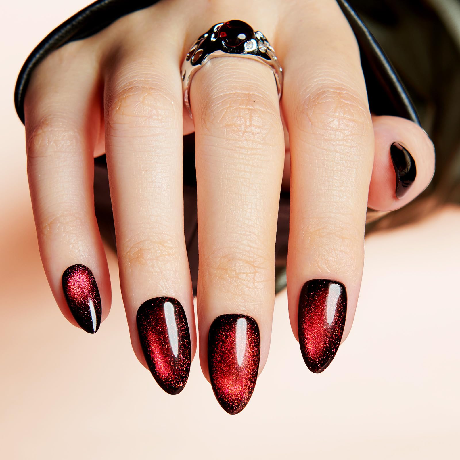 Press on Nails Short- Gel Handmade False Nails Blood Red, 30pcs Square shape Glue on Nails with design,Stick on Nails Acrylic False Nails Manicure Kits for Women Gift by Lacheer