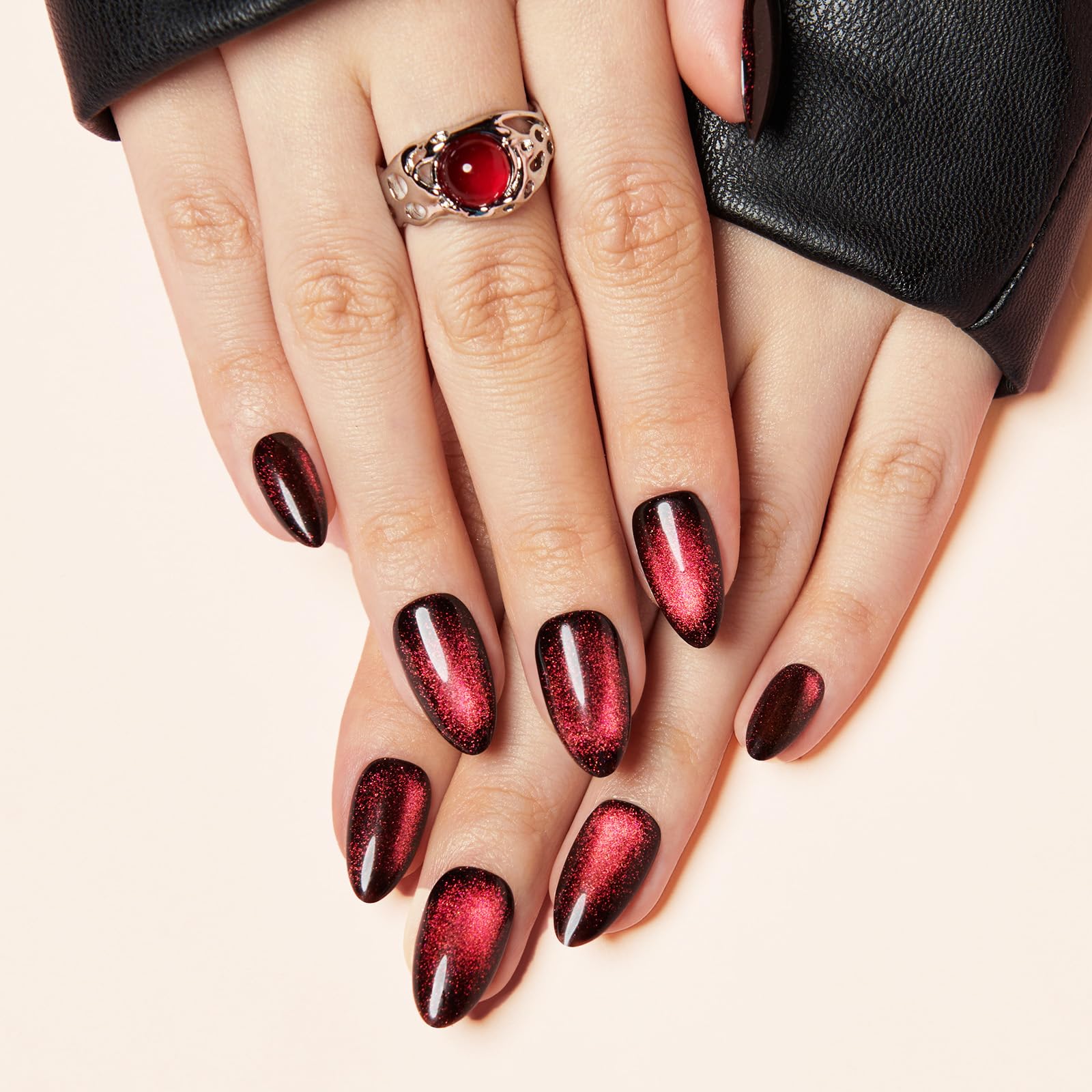 Press on Nails Short- Gel Handmade False Nails Blood Red, 30pcs Square shape Glue on Nails with design,Stick on Nails Acrylic False Nails Manicure Kits for Women Gift by Lacheer