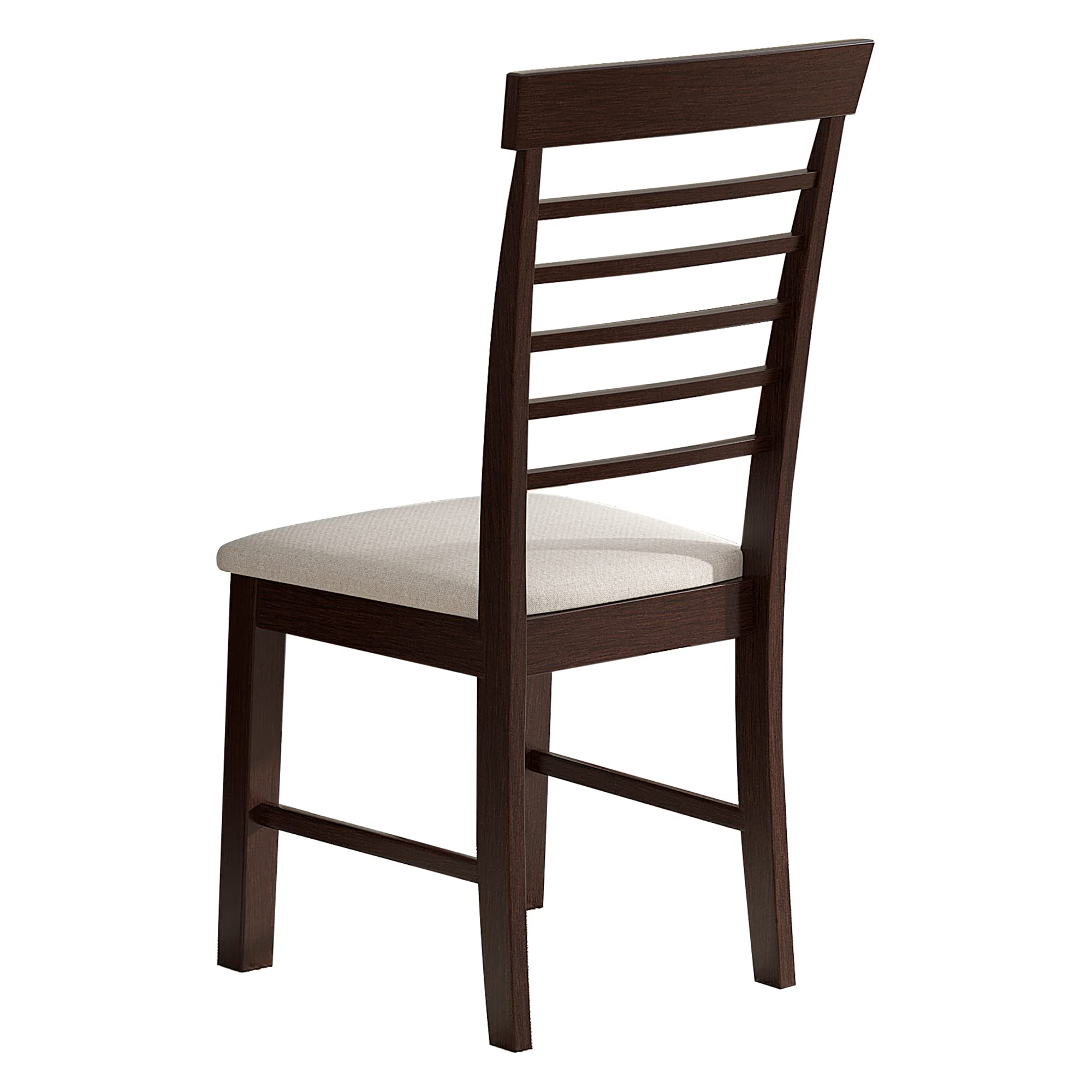 Origeture 2 PCS Dining Chairs Rubberwood with Cushion High Backrest, Upholstered Kitchen Chairs Set of 2, Dinner Chair Bar Chair for Small Space Kitchen Dark Brown and White