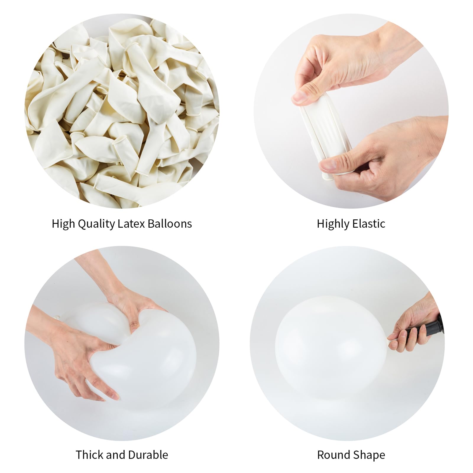 110pcs White Balloons, 12inch White Latex Balloons, Helium Quality for Birthday Anniversary Bachelorette Party Decorations (With 2 White Ribbons)