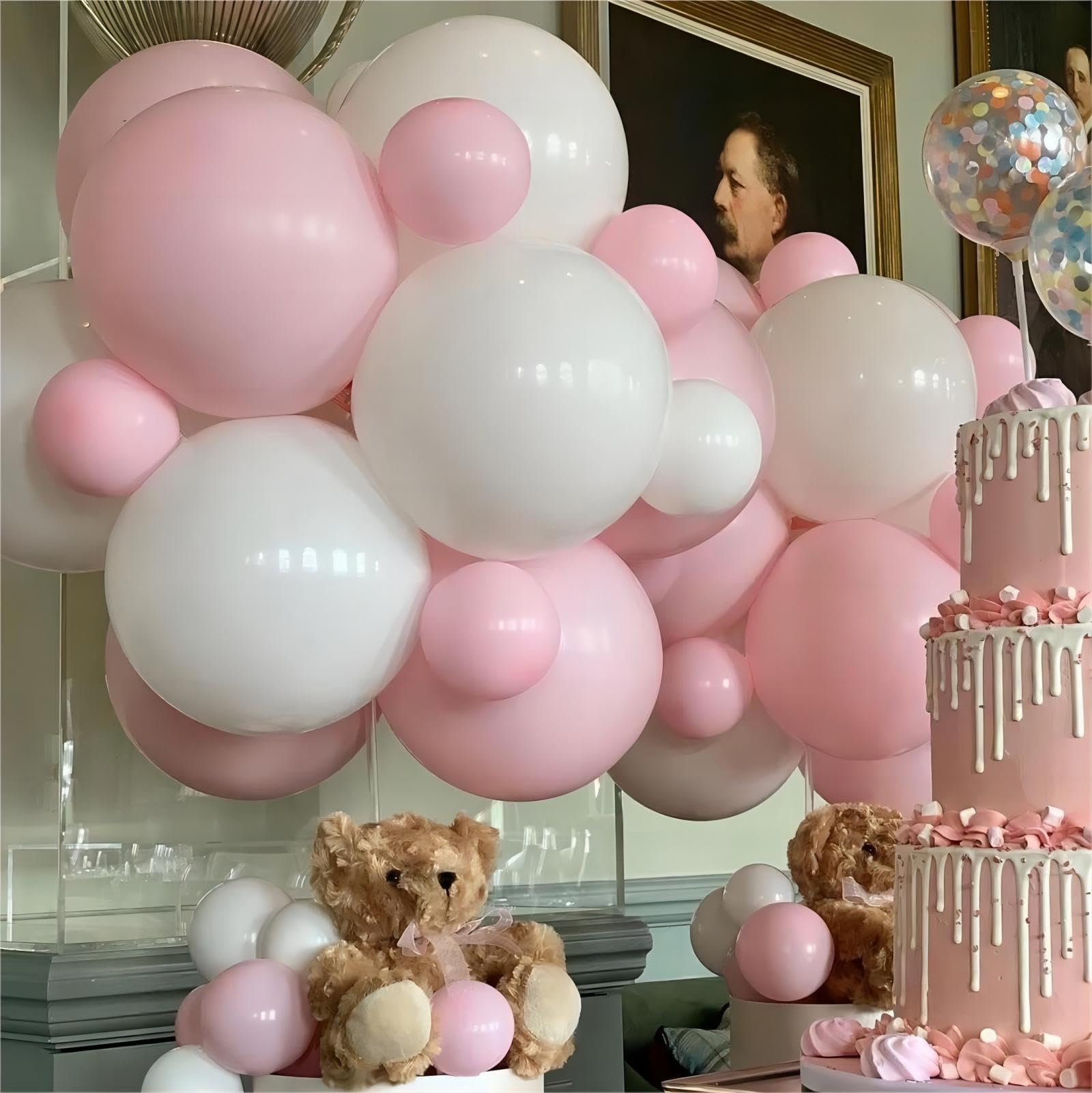 110pcs White Balloons, 12inch White Latex Balloons, Helium Quality for Birthday Anniversary Bachelorette Party Decorations (With 2 White Ribbons)