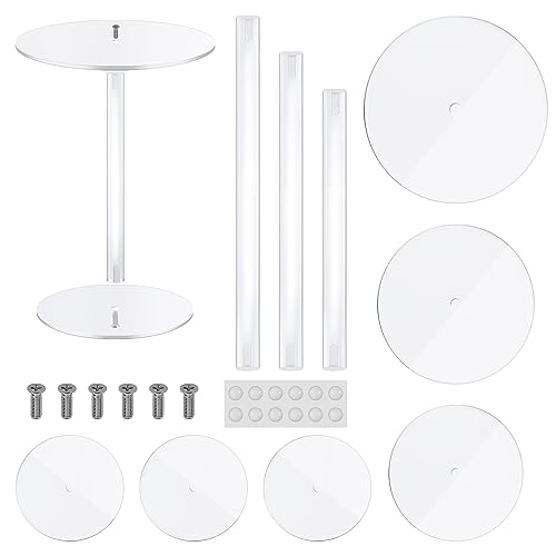 POMINEL Acrylic Cake Stand Set of 3, Clear Cake Stand Round Tall Cake Stand for Dessert Table Display Set, Cupcake Stand Dessert Cupcake Pastry Candy Display Riser for Wedding, Event, Birthday Party