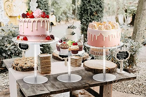 POMINEL Acrylic Cake Stand Set of 3, Clear Cake Stand Round Tall Cake Stand for Dessert Table Display Set, Cupcake Stand Dessert Cupcake Pastry Candy Display Riser for Wedding, Event, Birthday Party