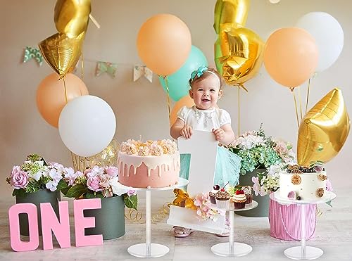 POMINEL Acrylic Cake Stand Set of 3, Clear Cake Stand Round Tall Cake Stand for Dessert Table Display Set, Cupcake Stand Dessert Cupcake Pastry Candy Display Riser for Wedding, Event, Birthday Party