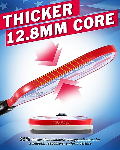 Pickleball Paddles, Pickleball Set, USAPA Approved Multilayer Fiberglass and Carbon Face, 25% Thicker Polypropylene Core Pickleball Rackets Set, Lightweight Pickleball Paddles Set of 2 &4 Balls & Bag