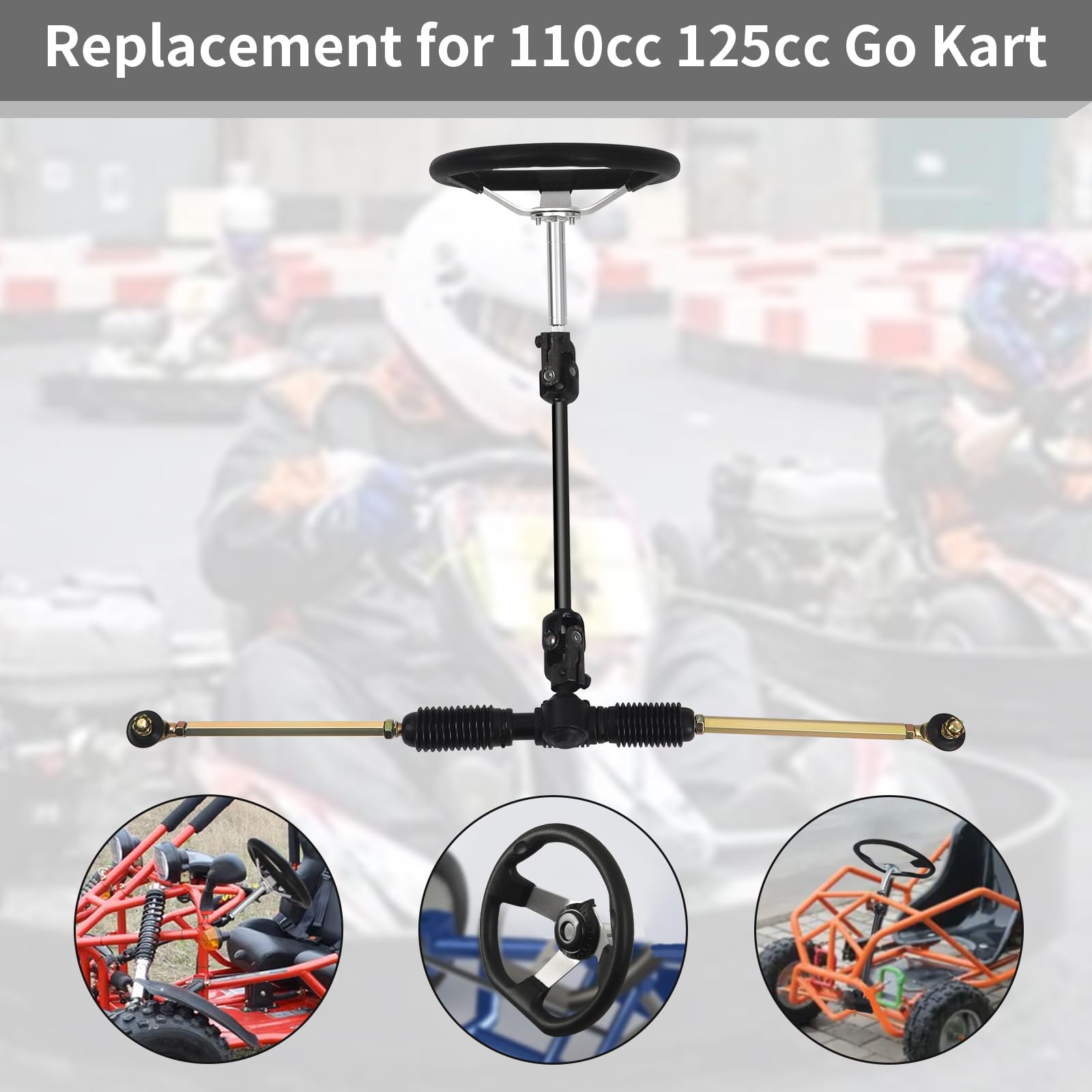 270mm Front Steering Wheel Tie Rod Gear Rack Pinion Shaft Kit Fit for ATV Go Kart Quad Trike
