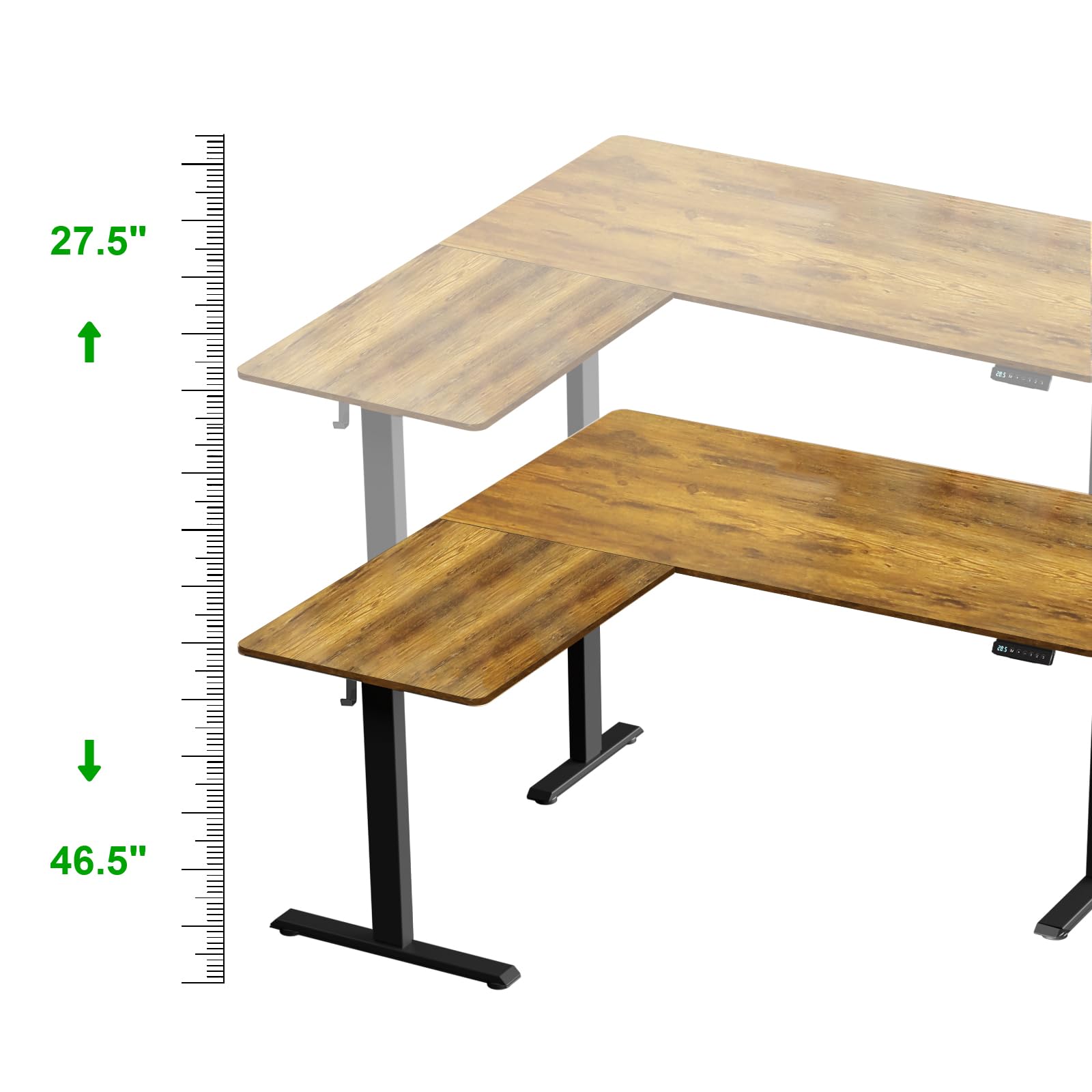 ExaDesk Upgrade Version 63 * 55 inch L Shaped Electric Adjustable Height Standing Desk, Corner Stand Up Desk, Sit Stand Computer L Desk for Gaming Office