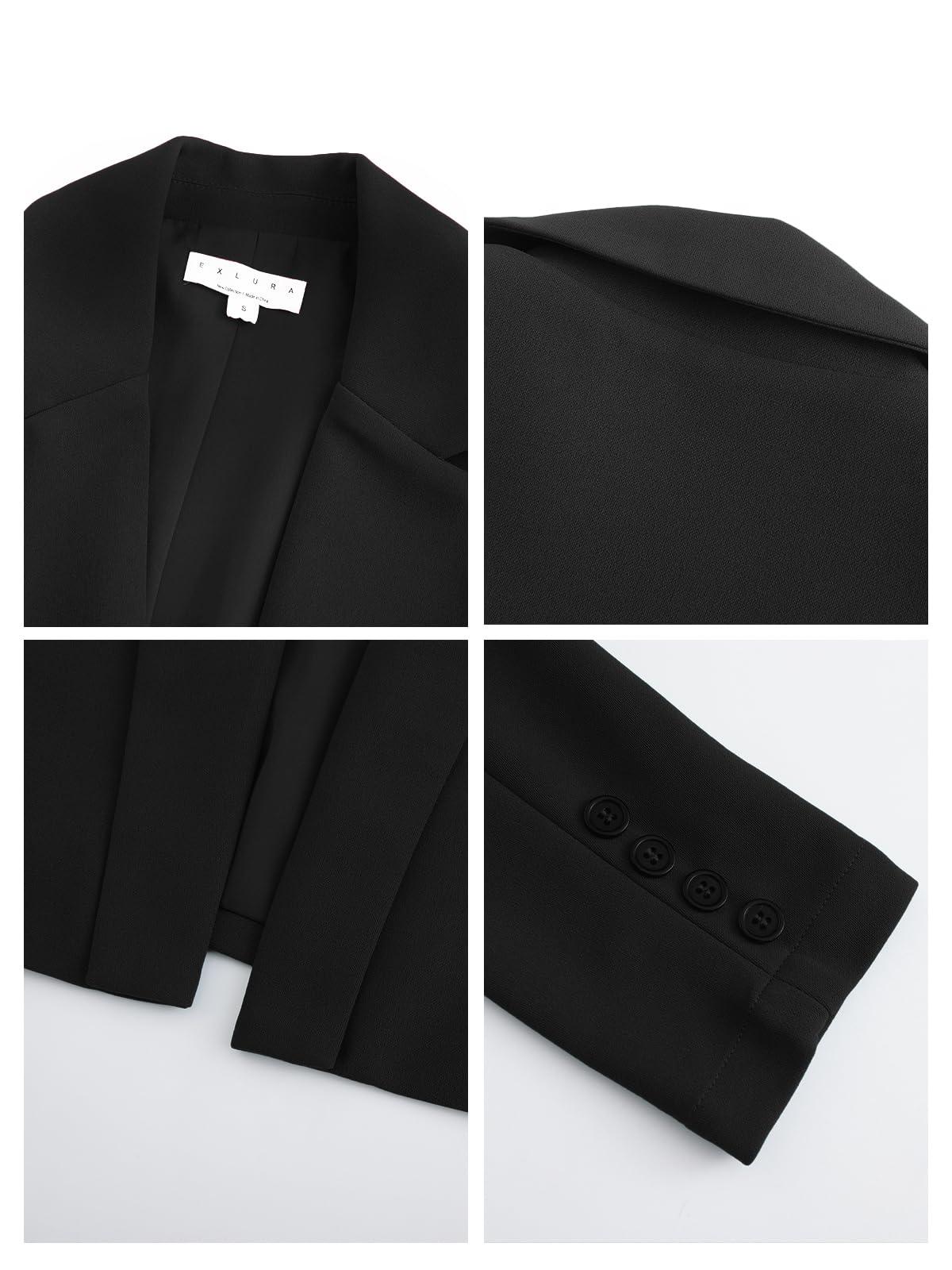EXLURA Women's Professional Business Lightweight Blazer Dress Suit Sets 2 Piece Work Office Fashion Outfits Black