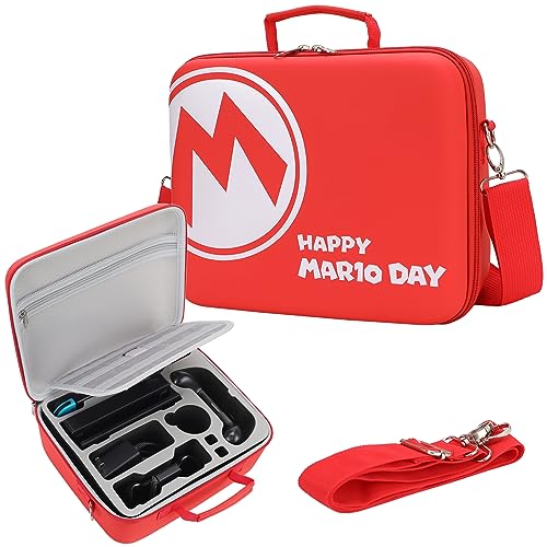 Flyekist Mario Carrying Case for Nintendo Switch/Switch OLED Model, Deluxe Travel Case Portable Hard Messenger Storage Bag for Switch Console Pro Controller Accessories