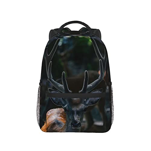 Outdoor Wildlife Deer Antler Lightweight Casual Student Backpack -- Light And Portable, Suitable For School, Work, Weekend Vacation, Travel, 7.8x11.4x15.7 Inch.