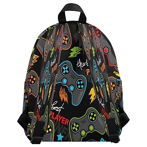 CUSPRINT Childish Backpack, Abstract Joystick Gamepad Black 14" Laptop Backpacks Bookbag for Grades 3-5, Lightweight