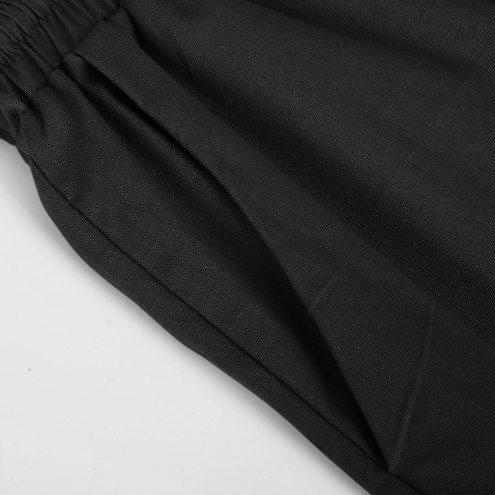 SMIDOW Jean Shorts with Rhinestone Fringe Shorts for Women Bermuda Cotton Linen Knee Length Drawstring Pocket Shorts Pants Solid Long Shorts Below The Knee Black XL