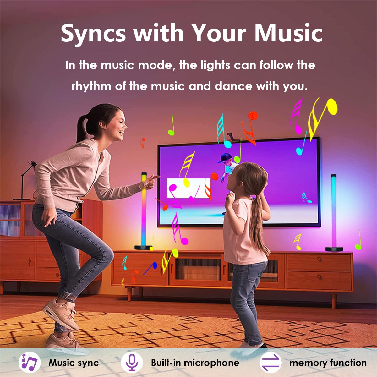 ANSCHE Smart LED Light Bars, Dimmable RGB Flow Light Bars 16 Million Colors TV Backlights, APP Remote Control and Music Sync Gaming Lights for PC, Room Mood Light-2PCS