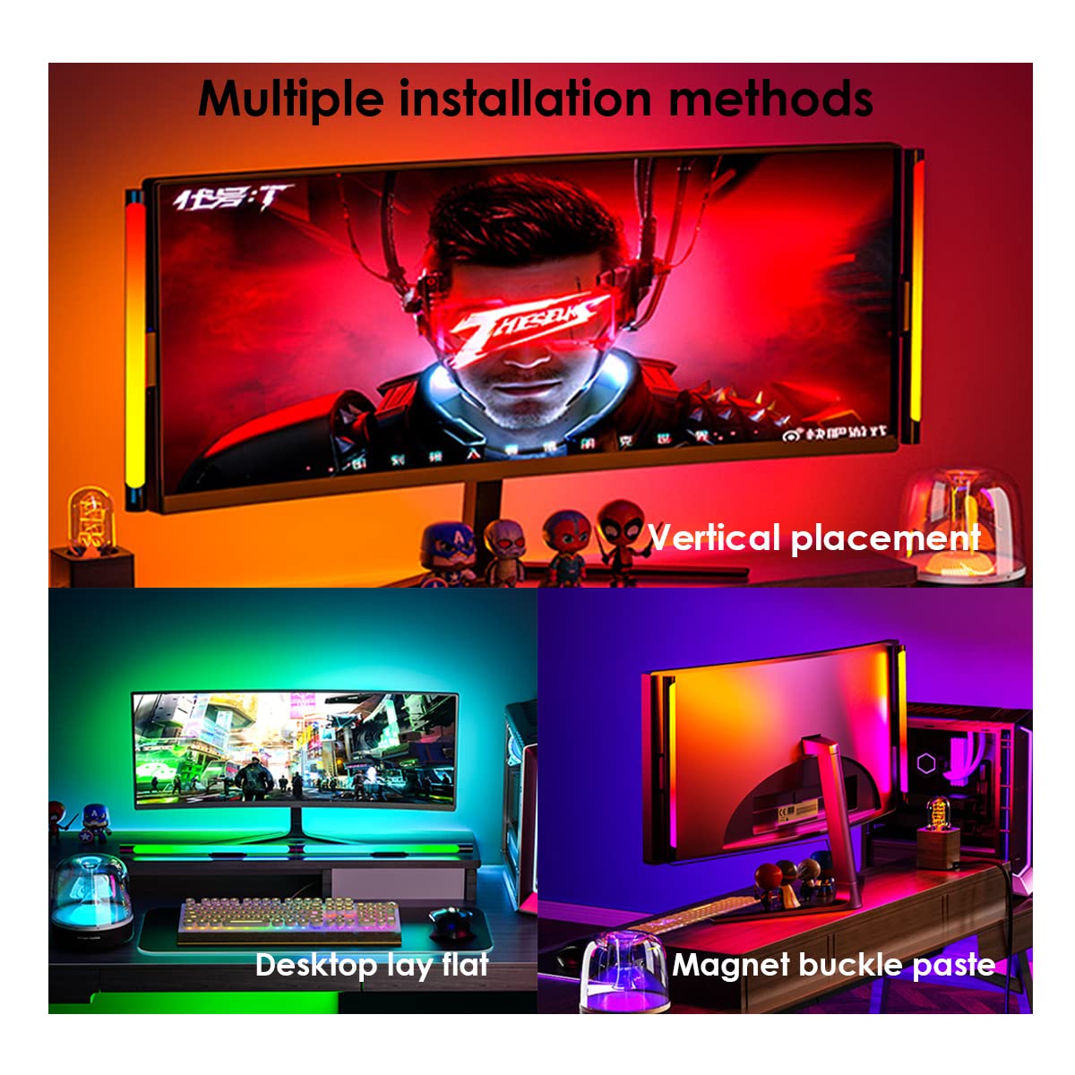 ANSCHE Smart LED Light Bars, Dimmable RGB Flow Light Bars 16 Million Colors TV Backlights, APP Remote Control and Music Sync Gaming Lights for PC, Room Mood Light-2PCS