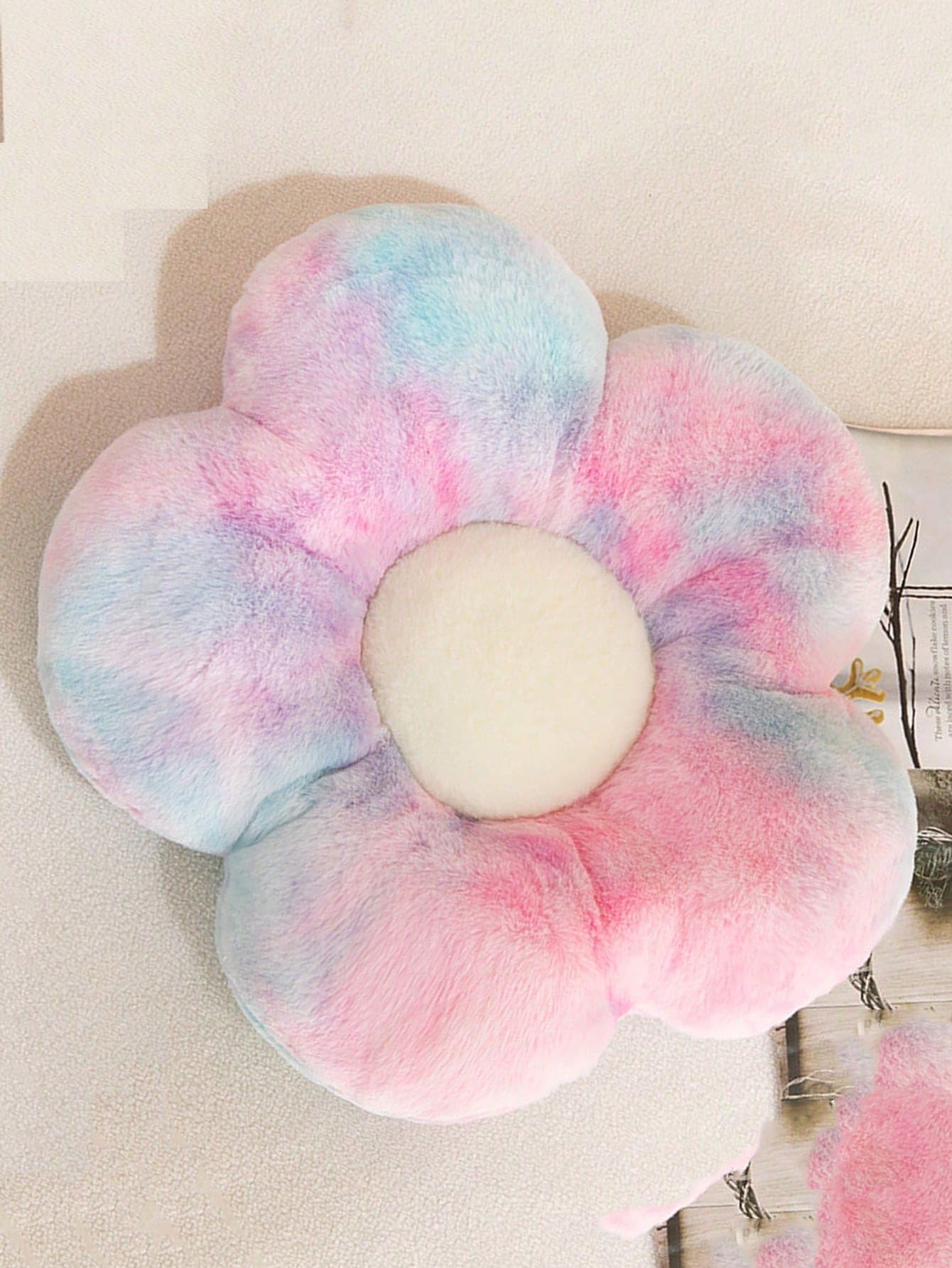 QWINEE Plush Pet Cat Bed Tie Dye Flower Design Cat Bed Warm Soft Dog Bed Mat Cosy Sleeping Bed for Small Medium Dog Puppy Kitten Kitty Coral Pink one-size