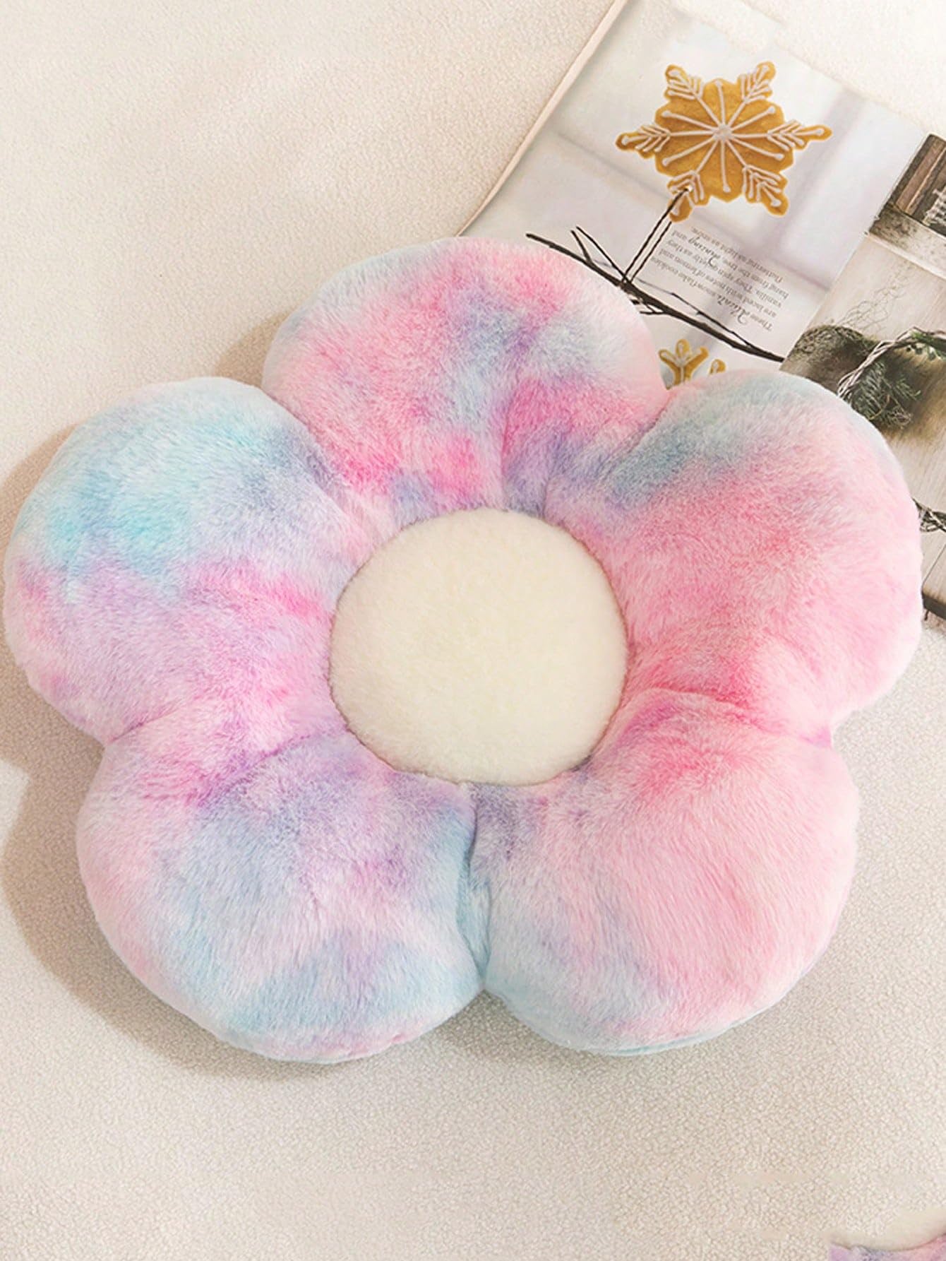 QWINEE Plush Pet Cat Bed Tie Dye Flower Design Cat Bed Warm Soft Dog Bed Mat Cosy Sleeping Bed for Small Medium Dog Puppy Kitten Kitty Coral Pink one-size