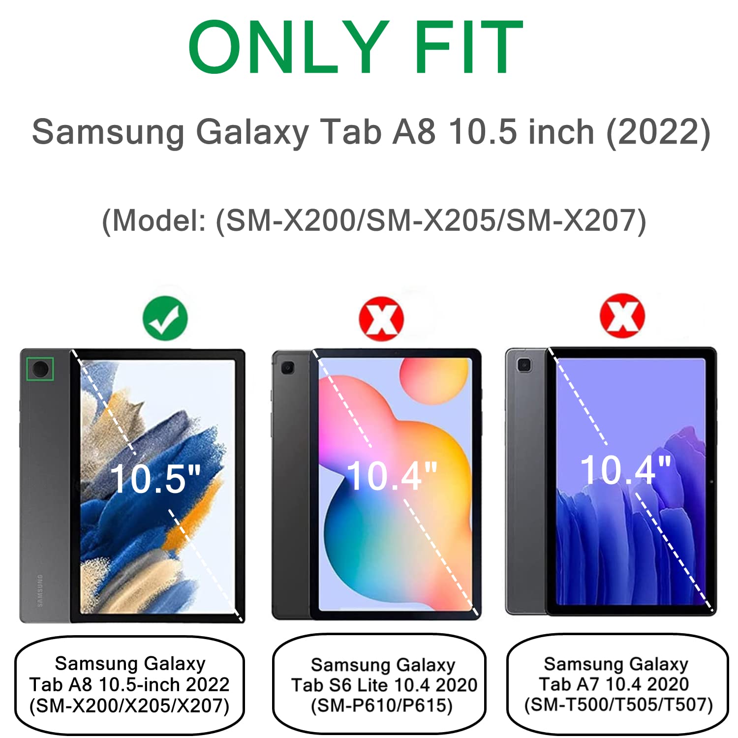 MAISON Case for Samsung Galaxy Tab A8 10.5 Inch 2022 Model (SM-X200/X205/X207) - Multi-Angle Viewing Smart Stand Back Cover with Pocket Auto Wake/Sleep, Pencil Holder (Black)