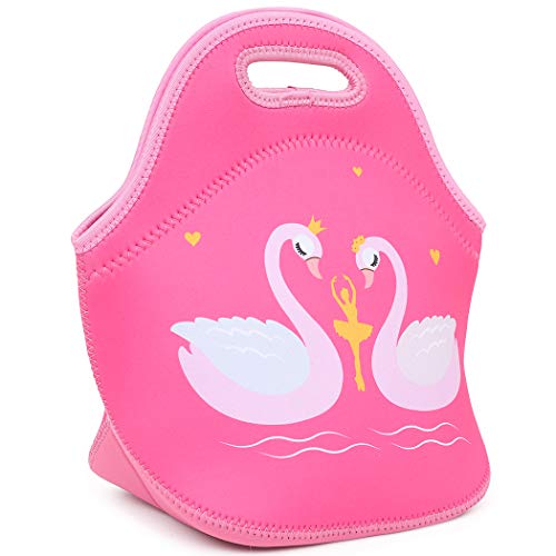 Moonmo Cute Swan Ballet Dancing Girl Diamond Sequins Waterproof Princess School Backpack Set Girls Book Bag (Large, Rose Set)
