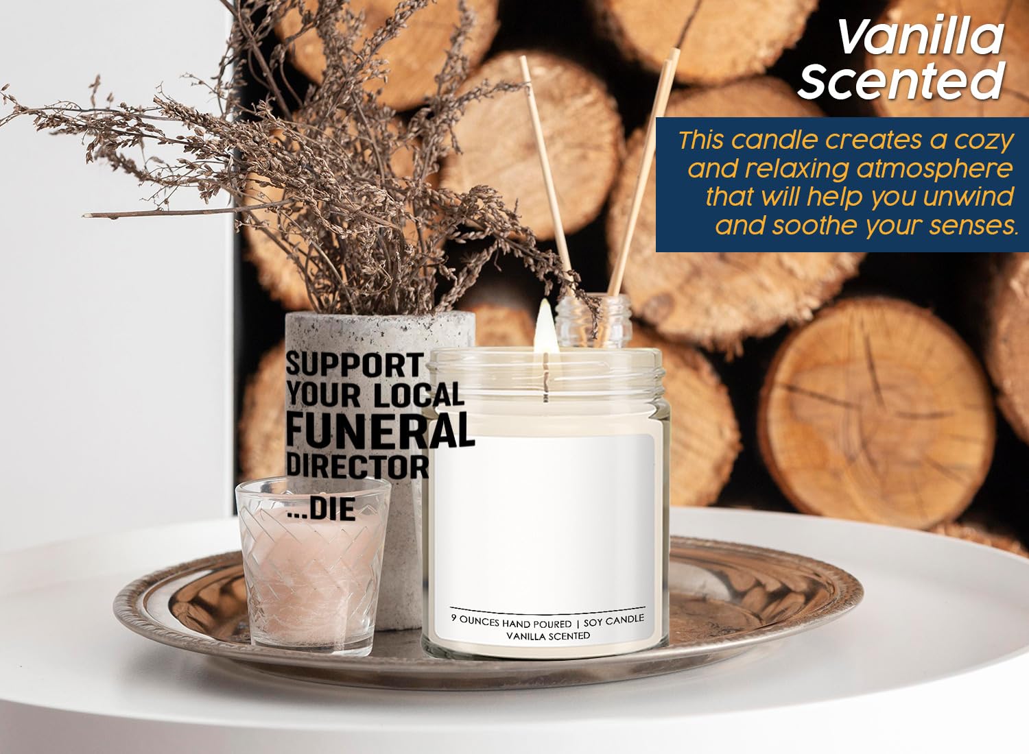 Flairy Land Vanilla Funeral Director Candle - Funeral Gifts