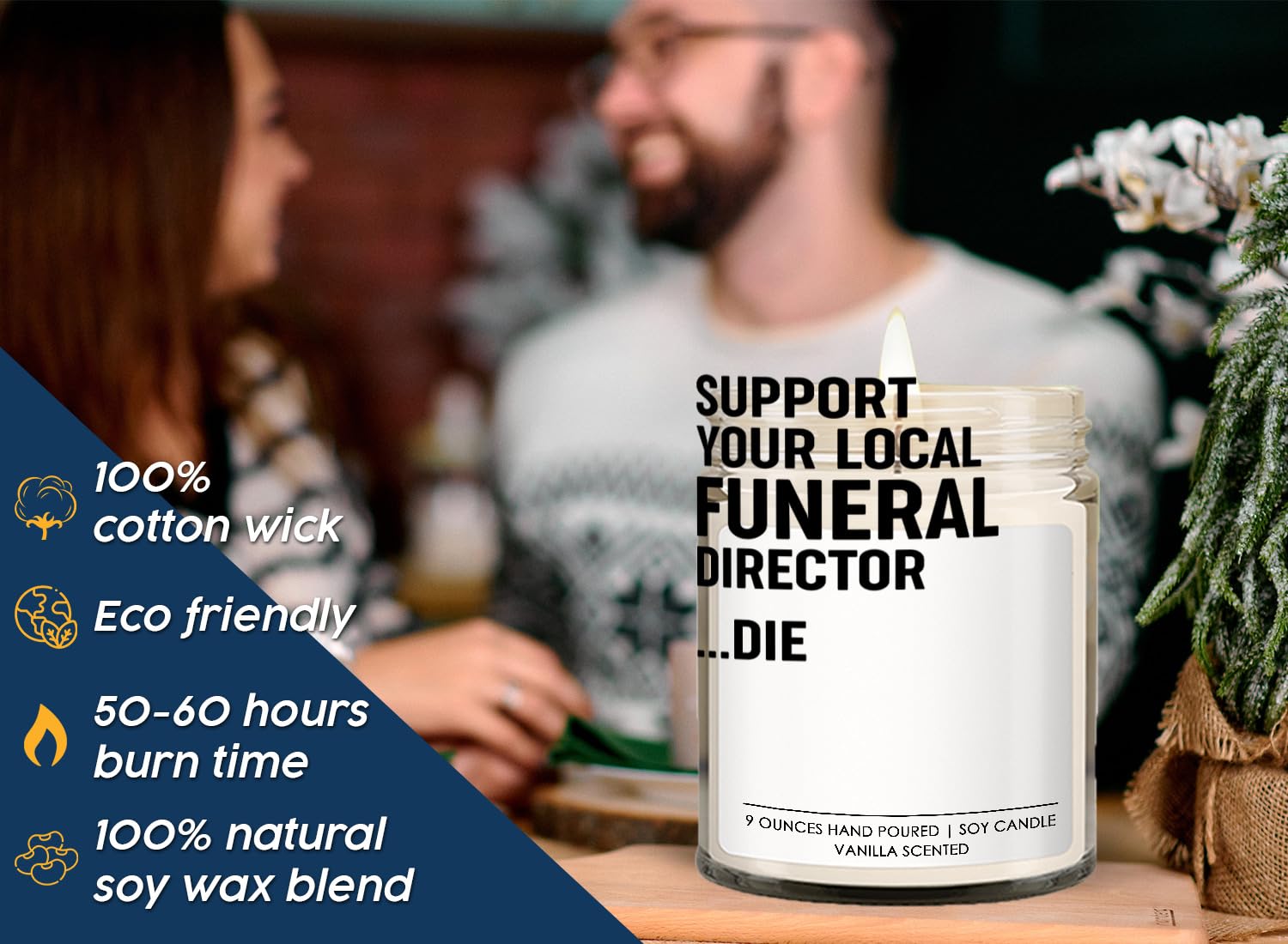 Flairy Land Vanilla Funeral Director Candle - Funeral Gifts
