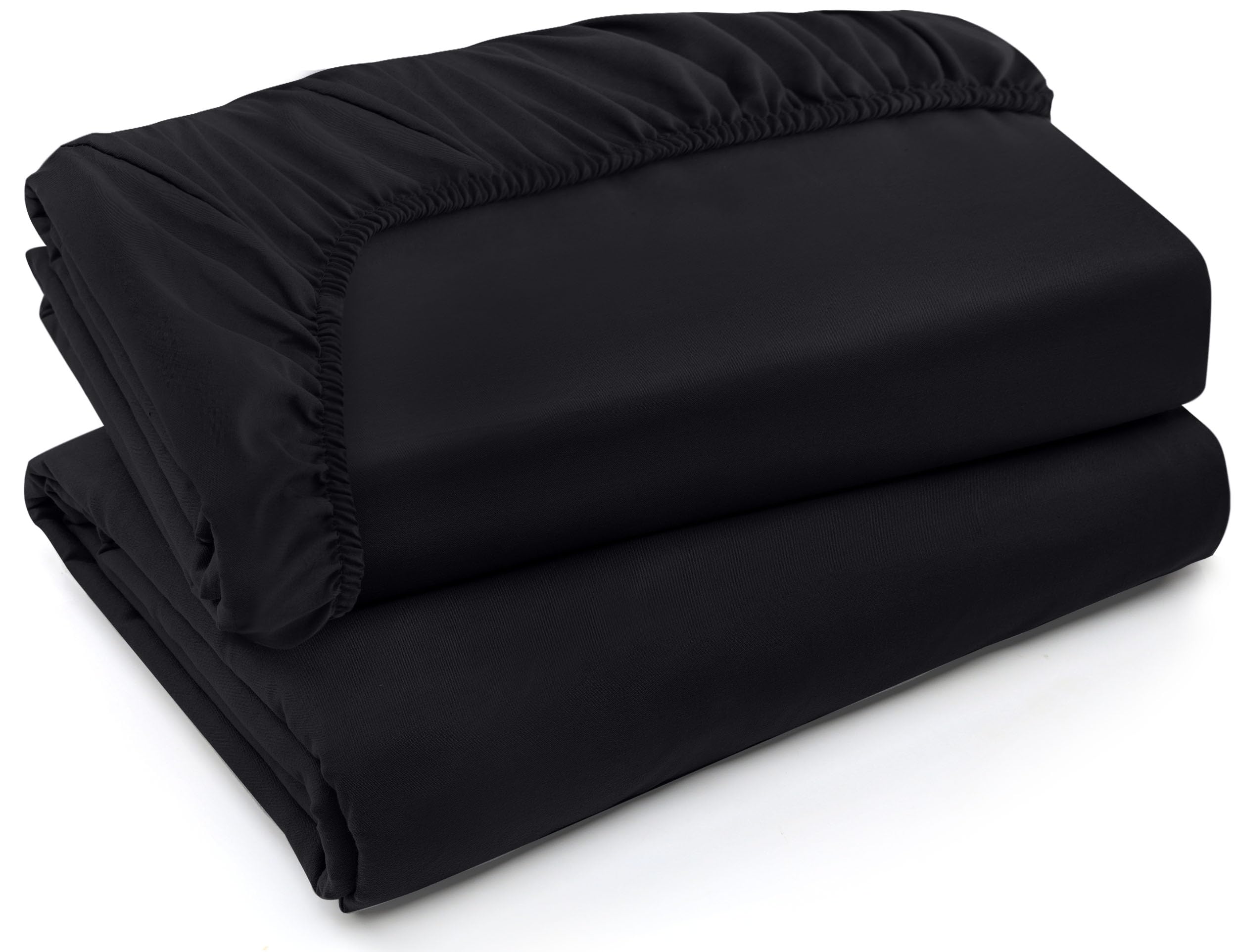 Utopia Bedding Twin XL Fitted Sheets - Bulk Pack of 2 Bottom Sheets - Soft Brushed Microfiber - Deep Pockets - Shrinkage & Fade Resistant - Easy Care (Twin XL, Black)