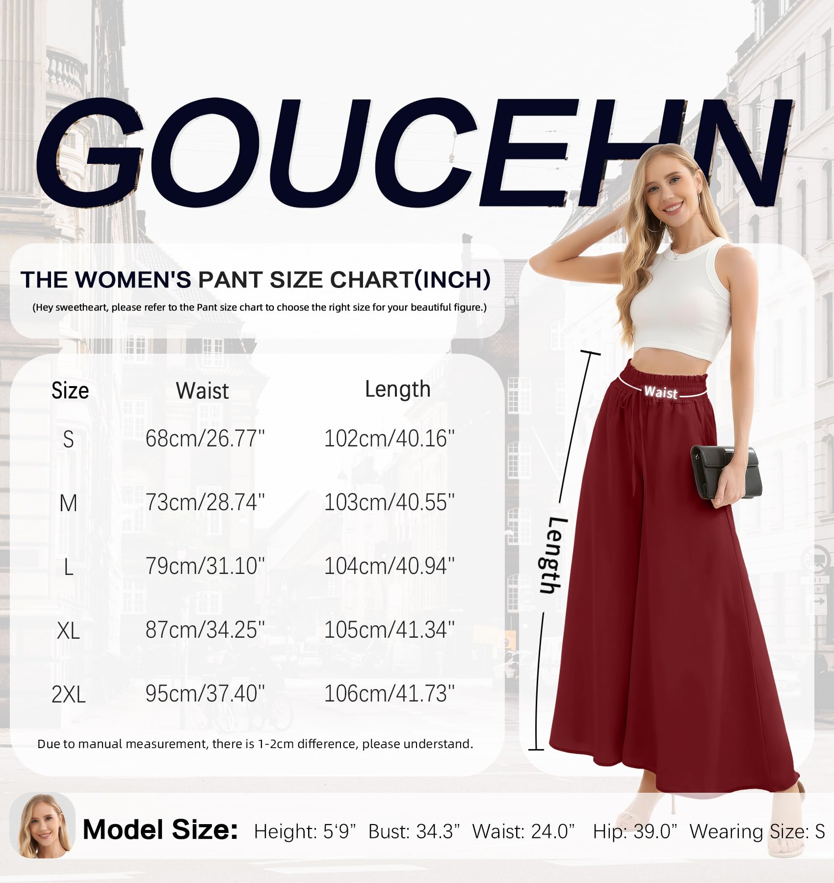 GOUCEHN Women Wide Leg Pants Casual High Waisted Long Palazzo Pants Drawstring Flowy Trouser (Black, Small)