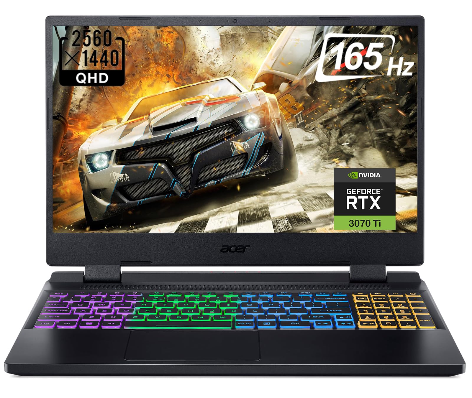 Acer Nitro 5 Gaming Laptop 165Hz 15.6" QHD, AMD Ryzen 7 6800H 8-Core, GeForce RTX 3070 Ti 8GB, 64GB DDR5 RAM 2TB SSD, 4-Zone RGB Backlit Keyboard, WiFi 6E, RJ45, Windows 11+GM Mousepad