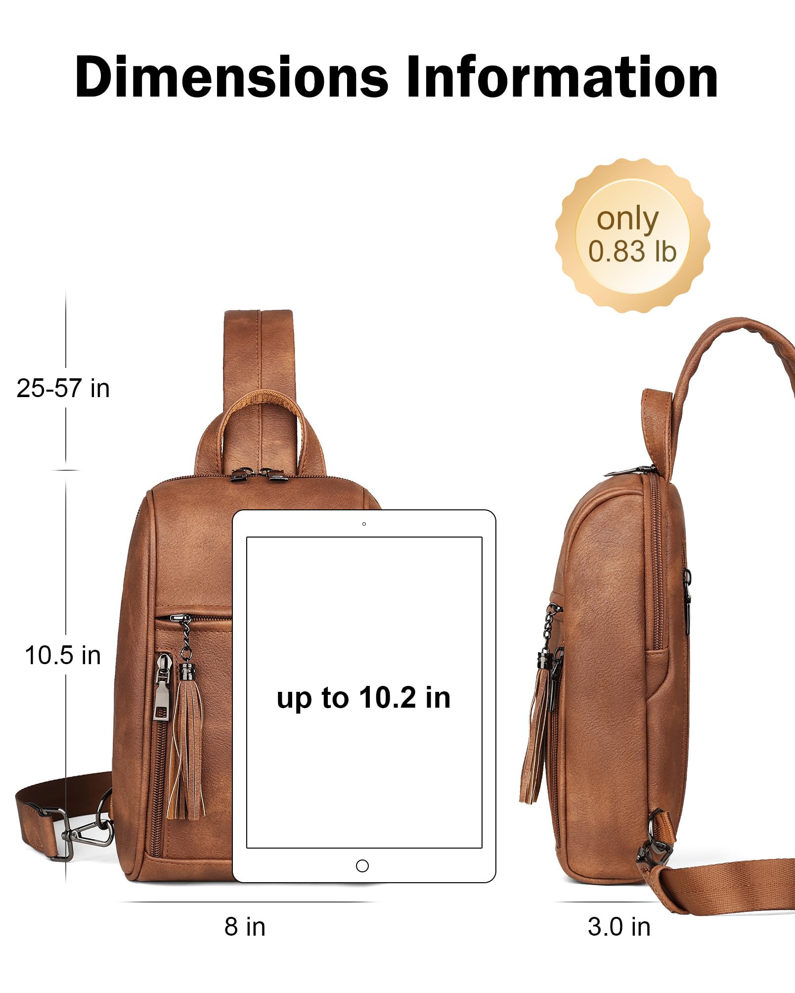 FADEON Sling Bag for Women Crossbody Purse Sling Bags, Designer Sling Purses Medium Travel Multi-Pocket Sling Backpack