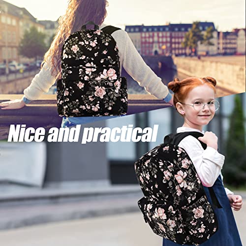 Sinpooo Canvas Backpack ,Washable Recycle Cotton 15.8 Inch Backpack Purse for Women Fashion, College Back Pack Bag for Women Daypack Travel Business Work Bag(Flower)