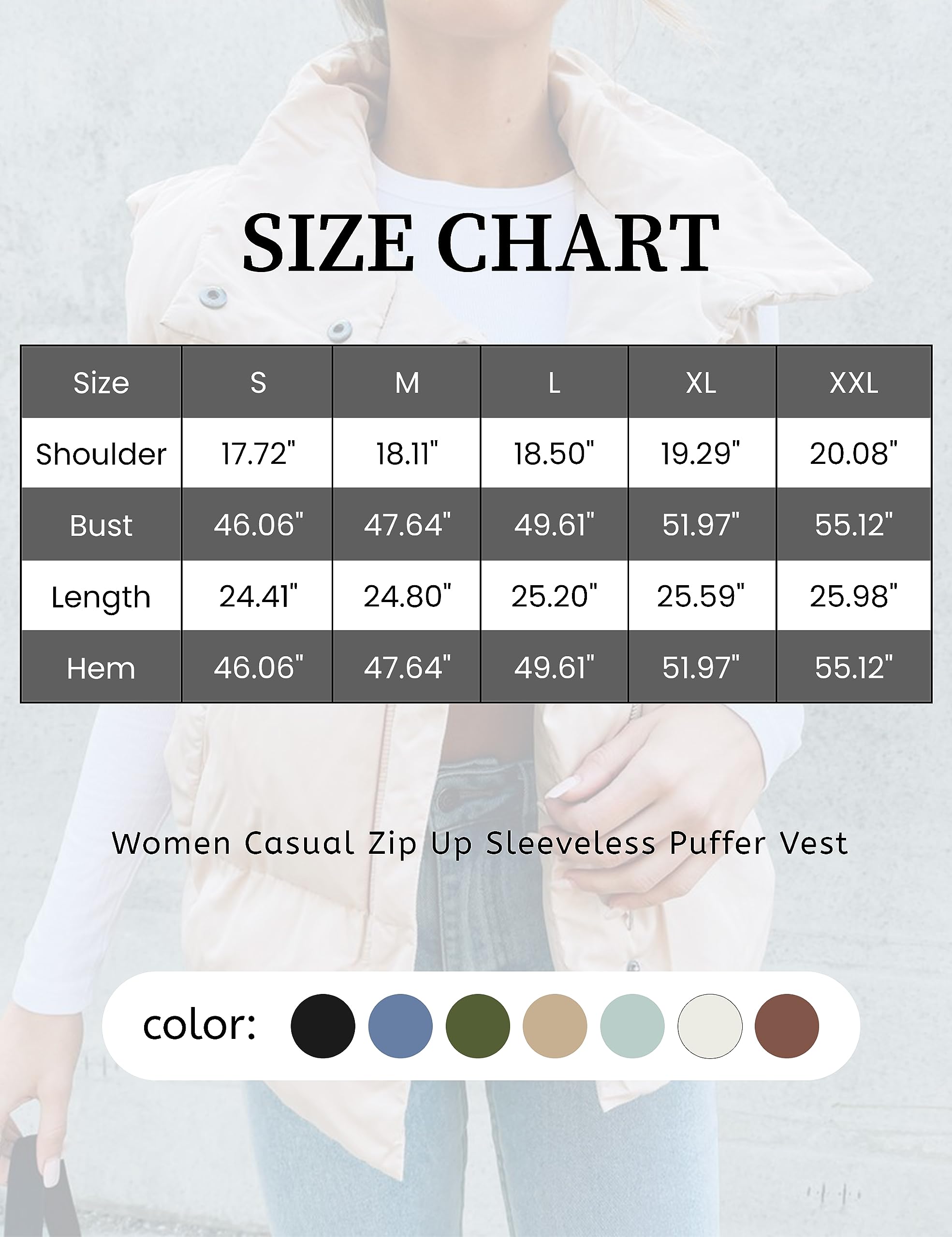 EsheSy Women's Puffer Vest Zip Up Sleeveless Lightweight Stand Collar Padded Gilet(Black-XL)