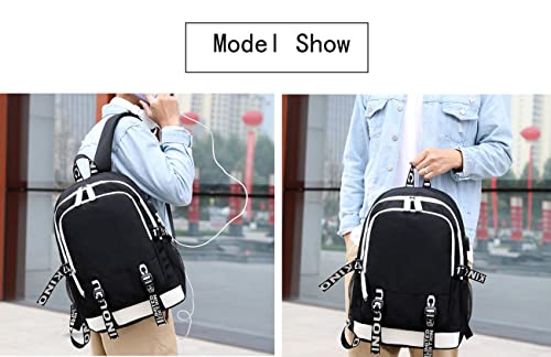 TIMMOR MAGIC Anime That Time I Got Reincarnated as a Slime Backpack with USB Charging Port, Schoolbags Bookbags.(Black1)