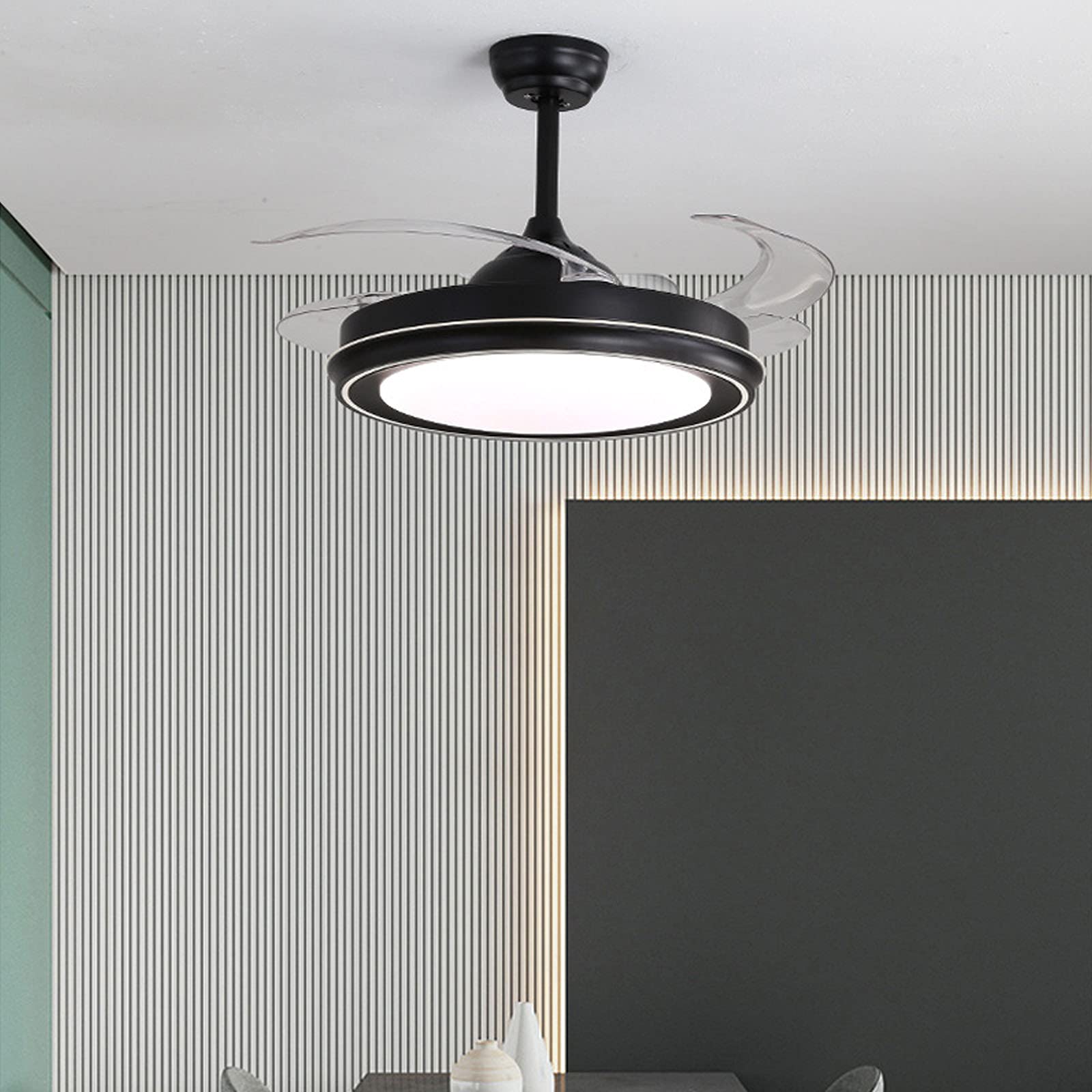 YUEGOO Ventiladores De Techo con Lámparas, Lámpara De Ventilador De Techo, Ventilador De Techo Moderno De 48 "Con Luces Colgantes De Control Remoto Industrial Ligero Para la Sala De Estar De Interiore