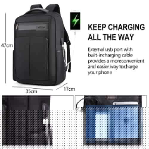 Arctic Hunter Laptop Backpack, LIGHT FLIGHT 15.6 Inch Travel Backpack for Men, College School Bookbags with USB Charging Port, Large Capacity Computer Backpacks for Work Business, Black