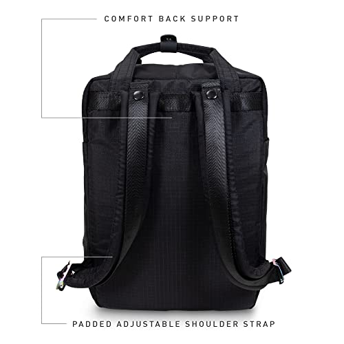 Doughnut Macaroon Gamescape Series 16L Travel School Ladies College Girls Lightweight Commuter Casual Daypacks Bag Backpack (Black)