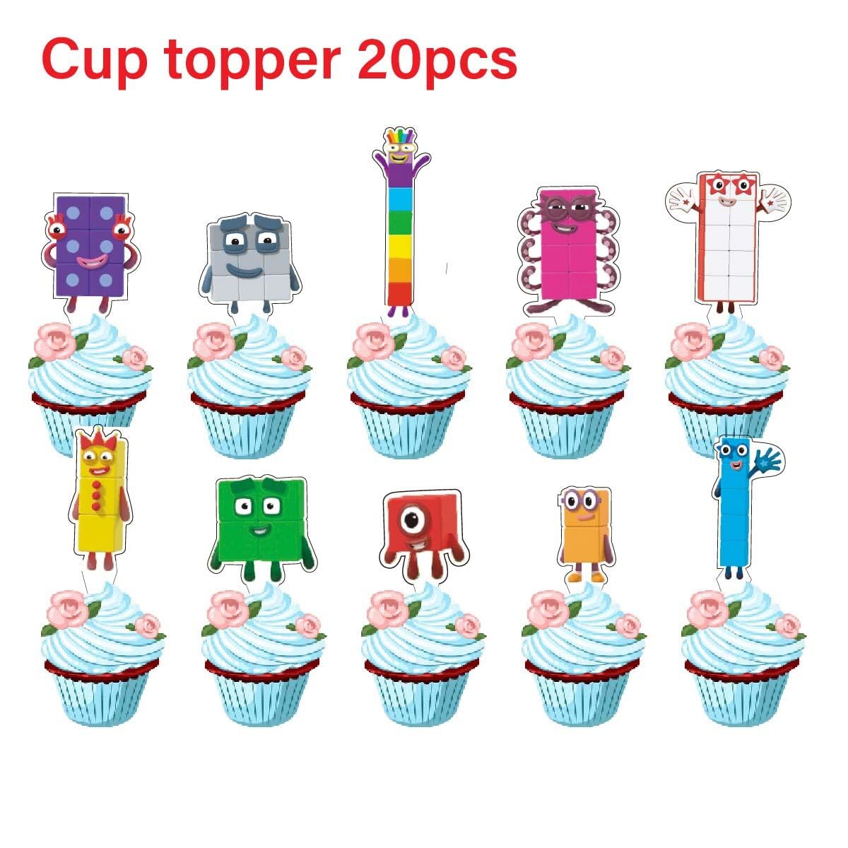 number birthday party supplies balloon cake topper blocks plates fork spoon birthday decoration for kids