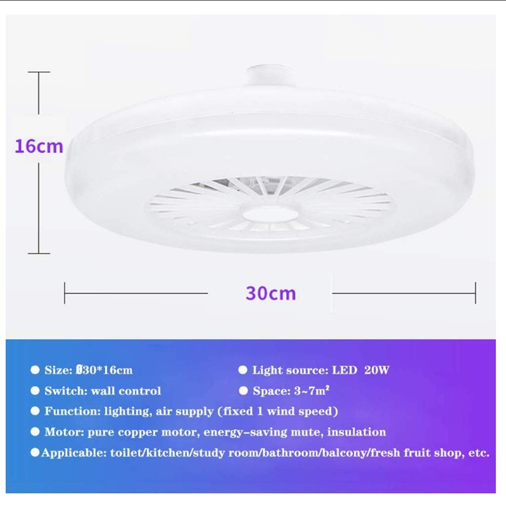 YUEGOO Ventiladores De Techo con Lámparas, Ventilador Moderno Lámpara De Techo De 20 W Ventilador De Techo con Iluminación Led Creativa De Ventiladores De Techo Tranquilo Invisible Luz Para la Sala De