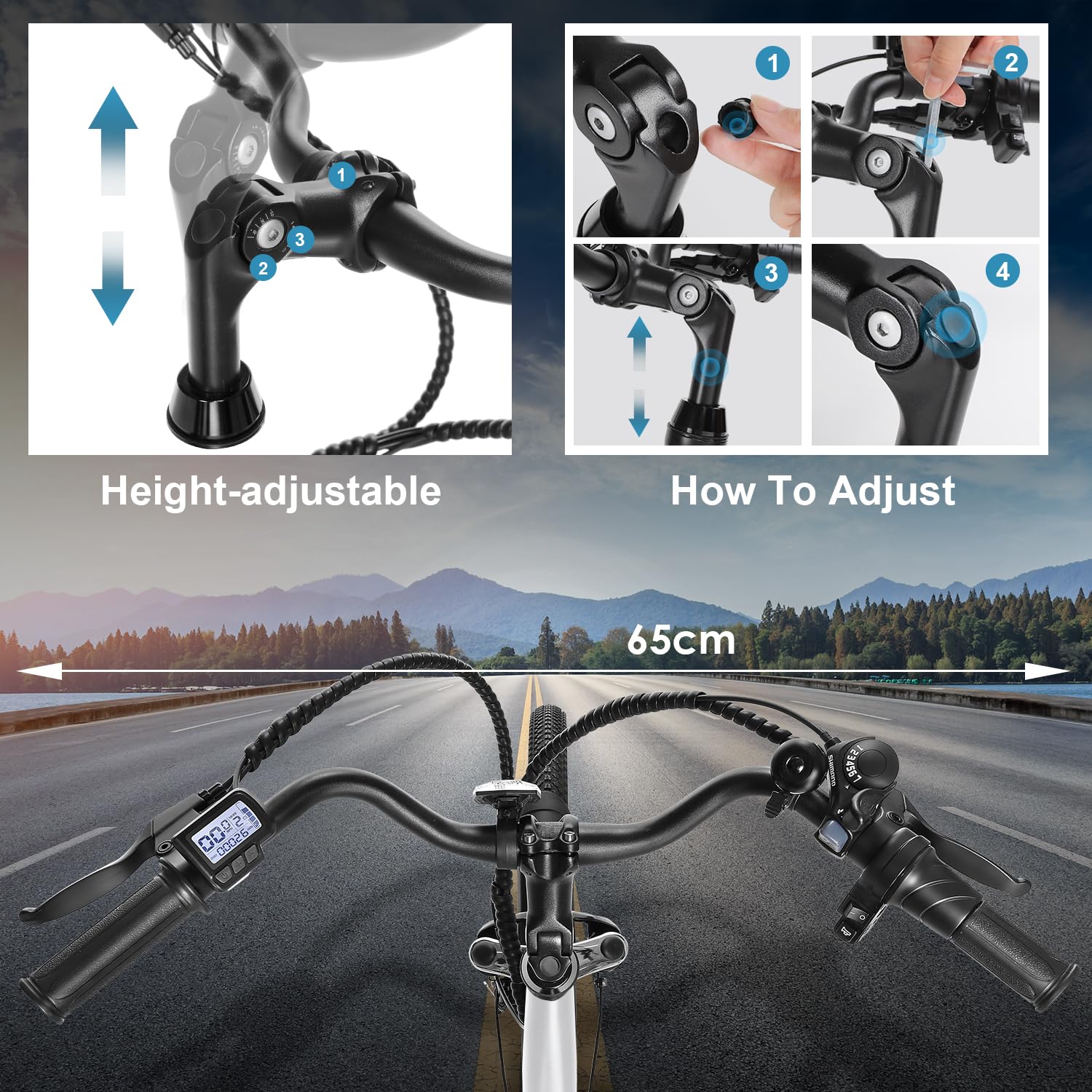 ANCHEER Electric Bike for Adults, 48V 500Wh EBike, UP to 60 Miles, Removable Battery, Fast-Charge, 26" Commuter Electric Bicycles, 7-Speed, LCD Digital Display, Suspension Fork, Cruise Control, UL2849
