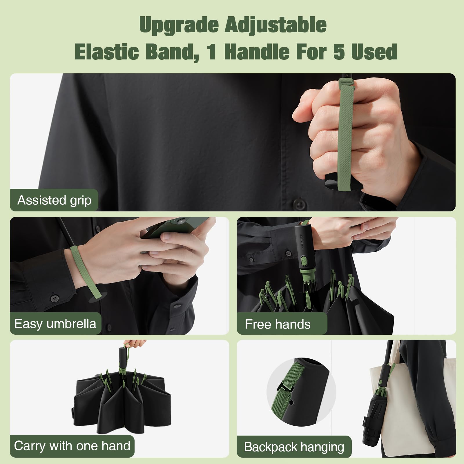Beneunder Windproof & Lightweight Portable Travel Umbrella - Tri-fold Reverse Folding, Perfect for Wind, Rain, Car, Backpack & On-the-GO (Black)