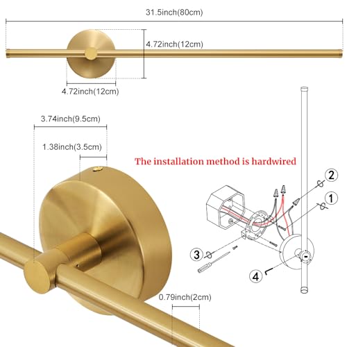 Gednbo Remote Control Dimmable Modern Wall Sconce Set of Two, Multicolor, DIY 350° Rotate, Memory Function, Wall Light for Bedroom, Living Room, TV Wall, Game Room, Hardwired (Gold, 31.5 inches)