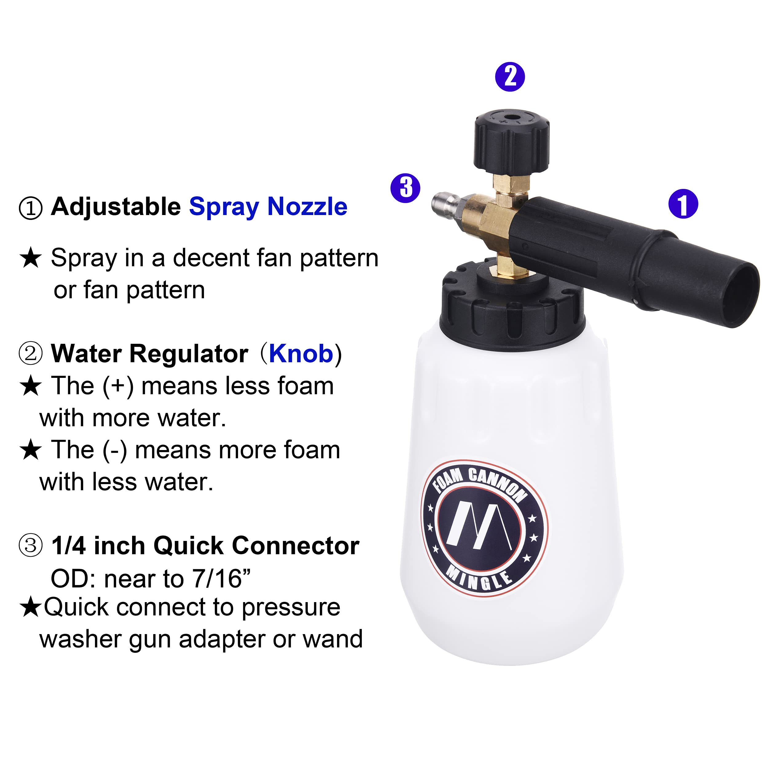 M MINGLE Pressure Washer Extension Wand, Foam Cannon Compatible with Portland Husky and Ryobi Pressure Washer
