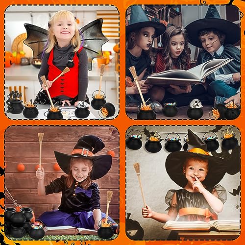 Libima Halloween Witch Theme Party Supplies Set Include Black Cauldron Kettle Witch Broom Pencils for Halloween with Small Packet Orange Tissue Confetti for Trick or Treat Party Favor (25)
