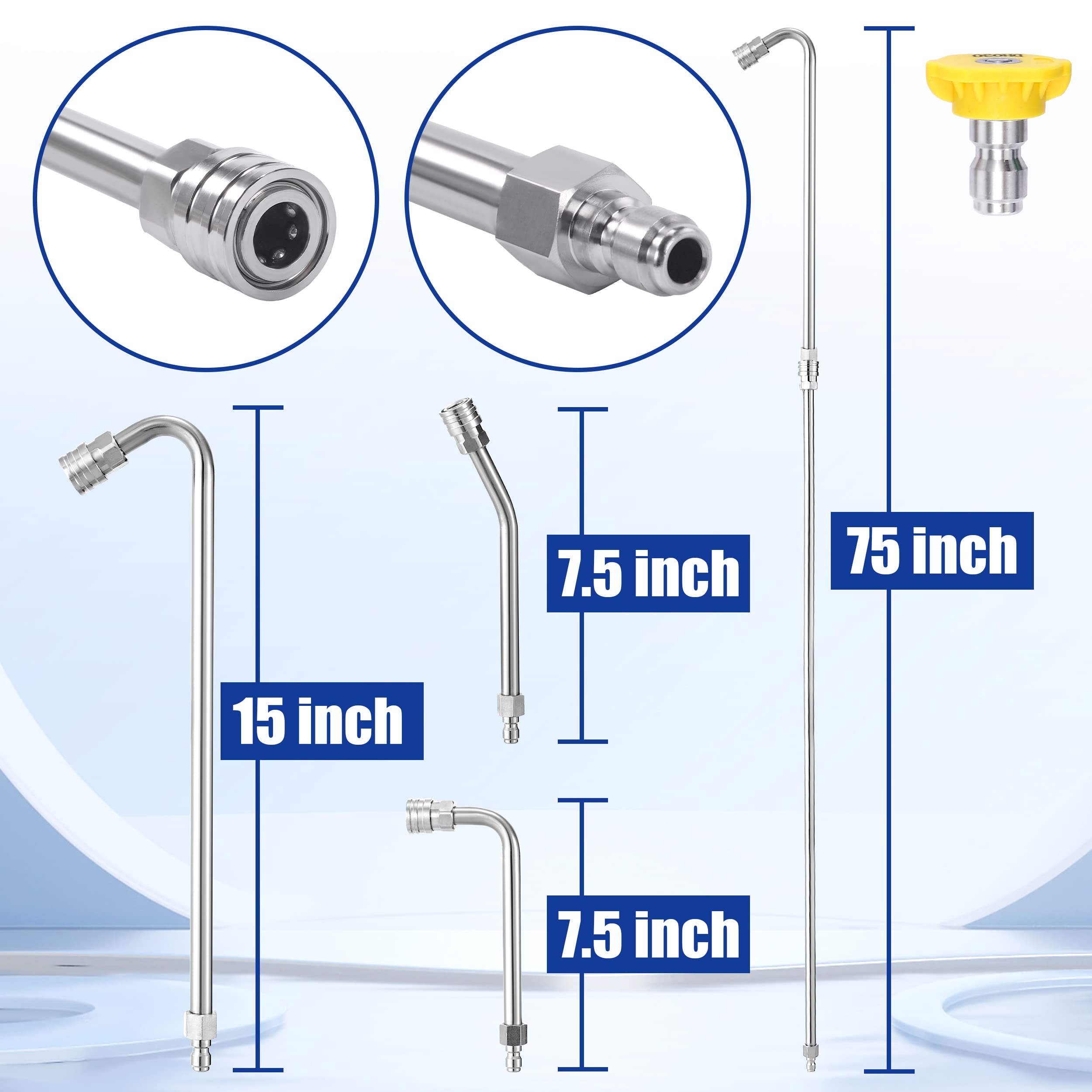 M MINGLE 14'' Pressure Washer Surface Cleaner Attachment, Pressure Washer Extension Wand - 60'' Upgrade Power Washer Lance