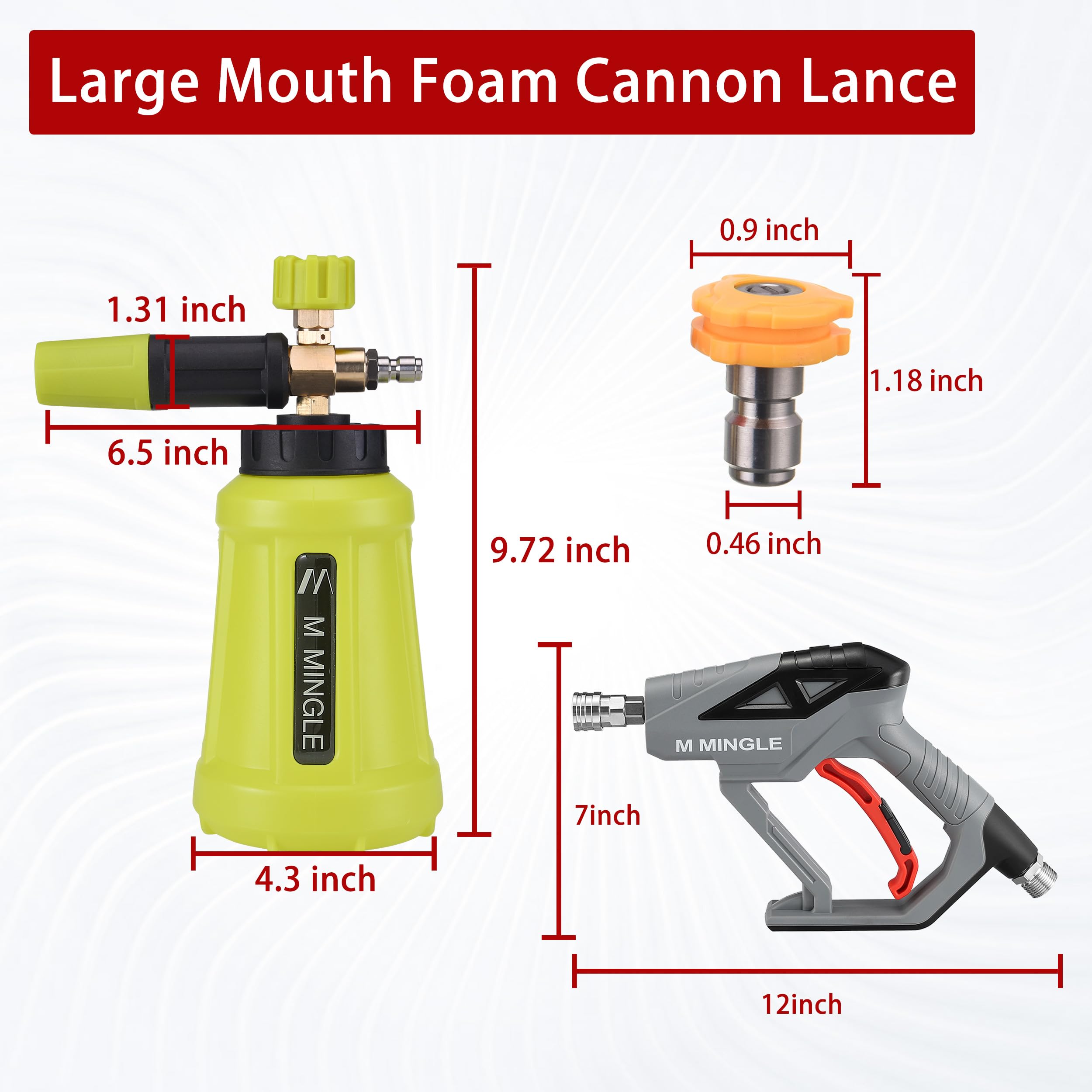 M MINGLE Pressure Washer Extension Wand, High Pressure Washer Gun Snow Foam Lance