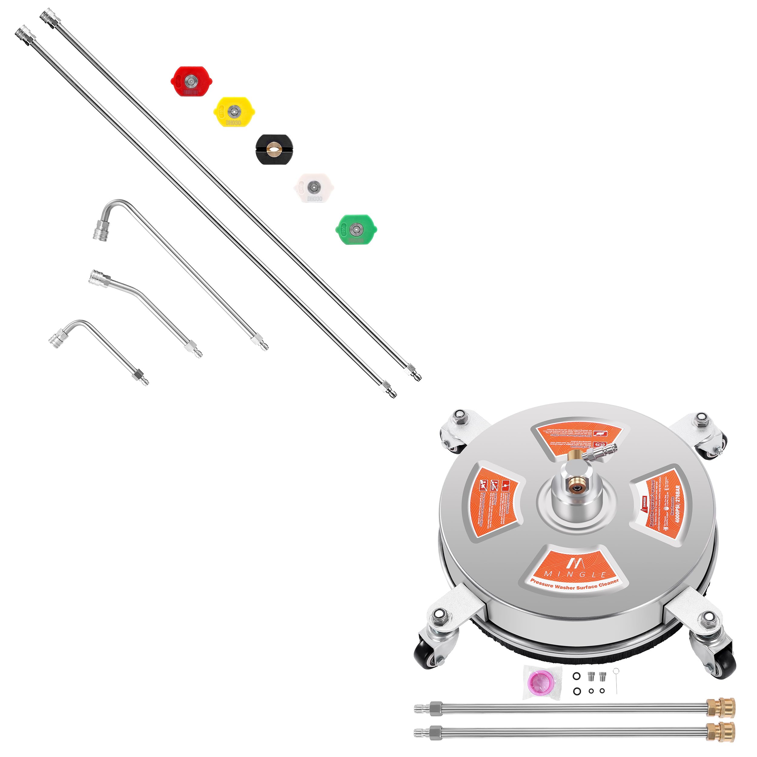 M MINGLE Pressure Washer Extension Wand, 14'' Pressure Washer Surface Cleaner Attachment