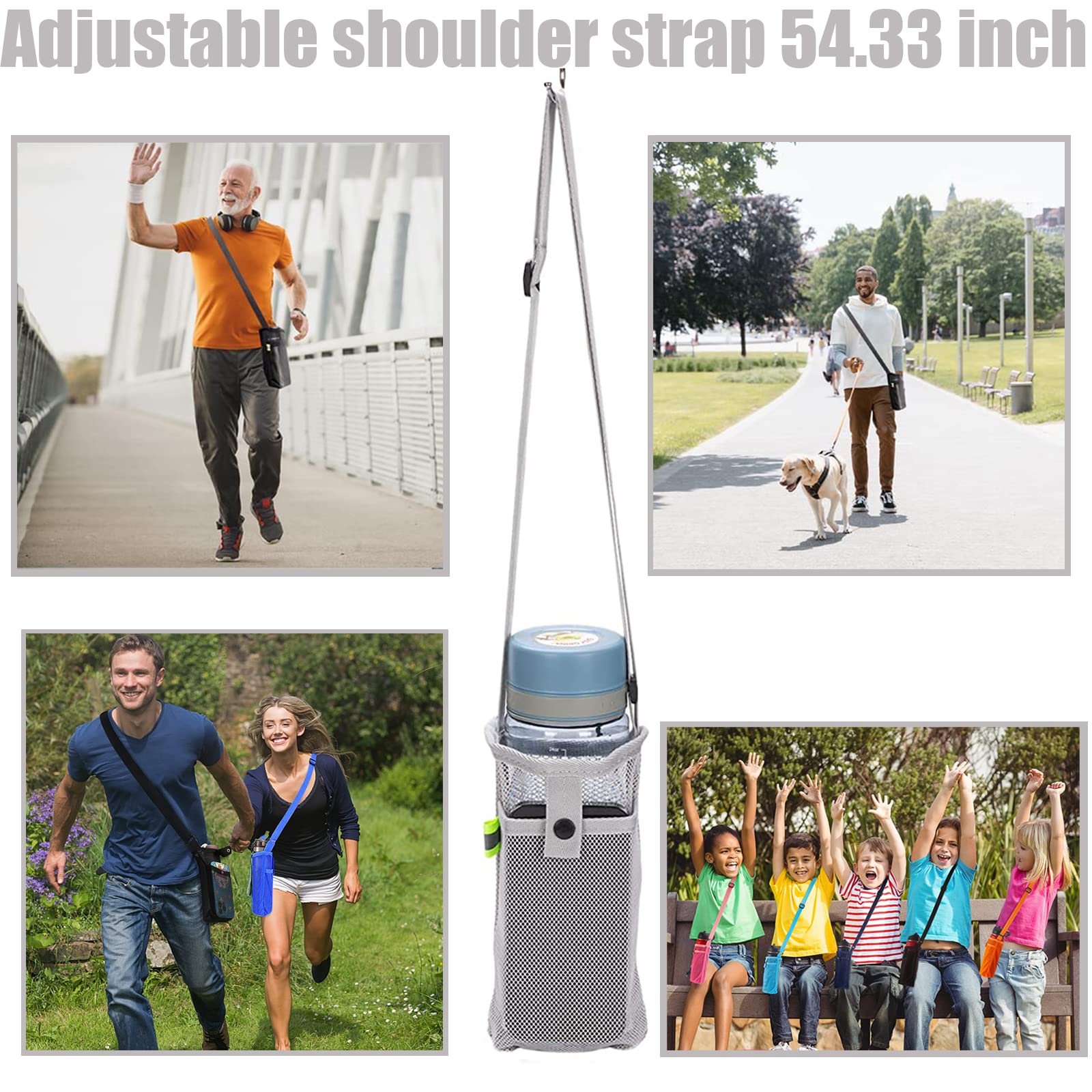 egghat 3Pcs Adjustable Shoulder Strap Water Bottle Carrier Mesh Bag Lightweight Dog Water Bottle Sleeve Crossbody Pouch (Navy/Korean blue/purple)