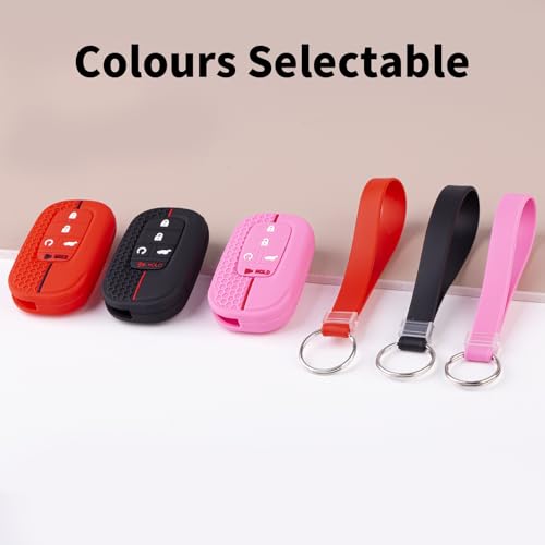 BE Key Fob Cover for Honda, Civic Silicone Key Protector with Keychain Compatible with Honda Accord Civic HR-V CR-V Pilot Sport SI EX EX-L Touring, Honeycomb Key Shell 5 Buttons Black + Red, 2PCS