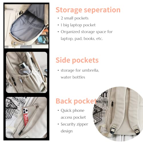 AONUOWE Cute Laptop Backpack Lightweight Daypack Large Capacity for School Outdoor Travel Back to School (White)